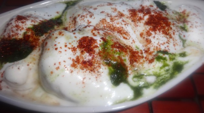 Ice-Creamy Dahi vada (Lentil fritters in rich yoghurt and ice-cream sauce)